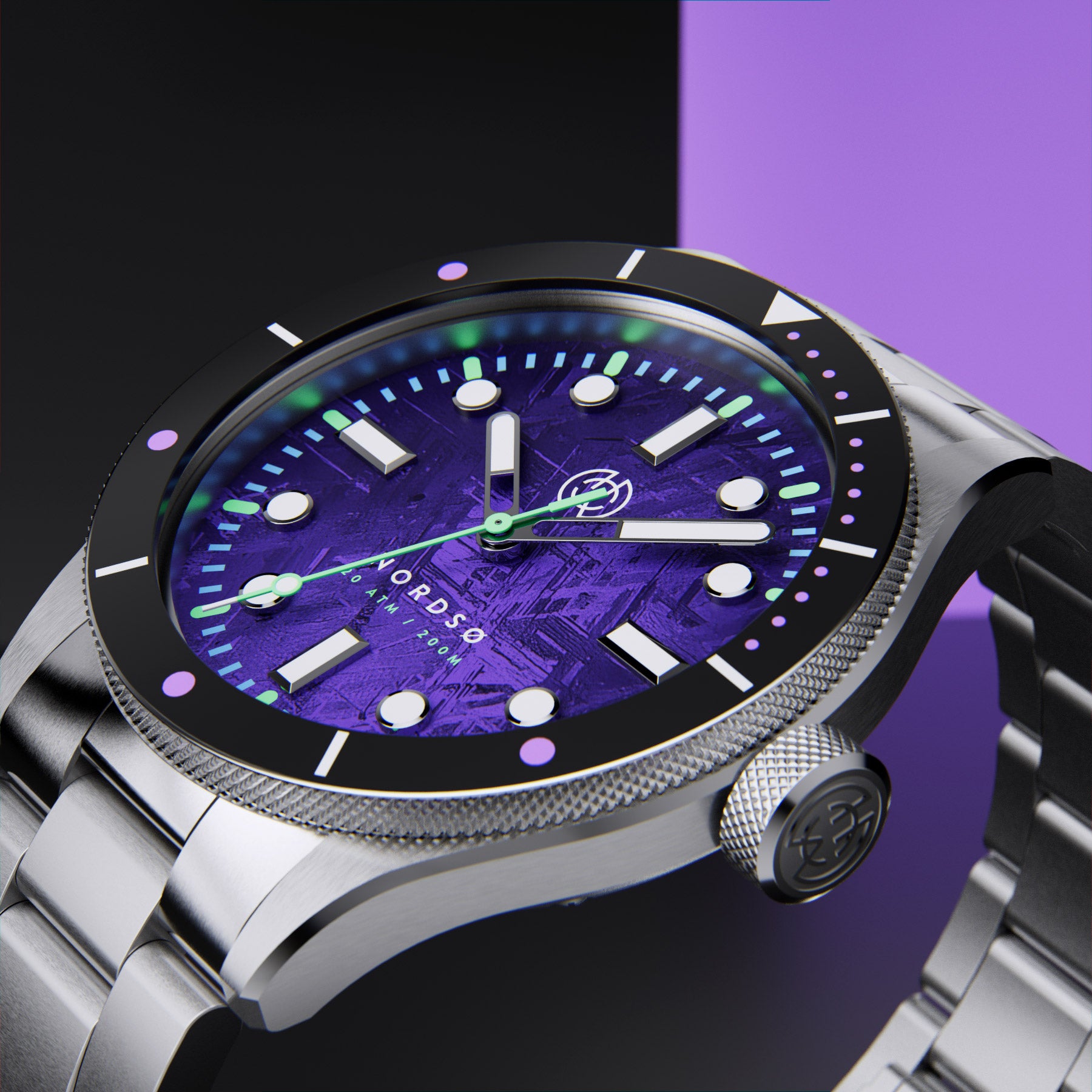 Henry Archer Gamma Purple Meteorite Watch | WatchinTyme